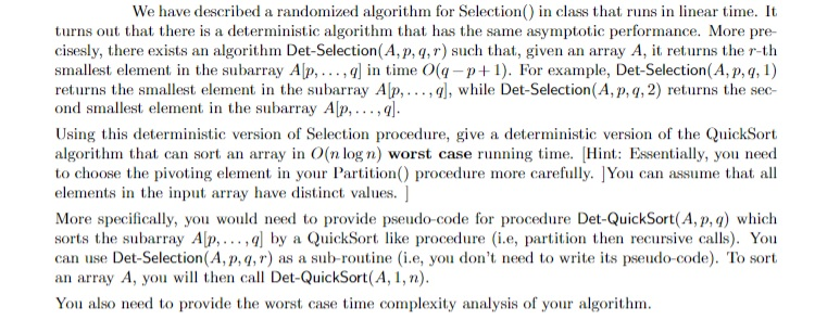 We have described a randomized algorithm for | Chegg.com