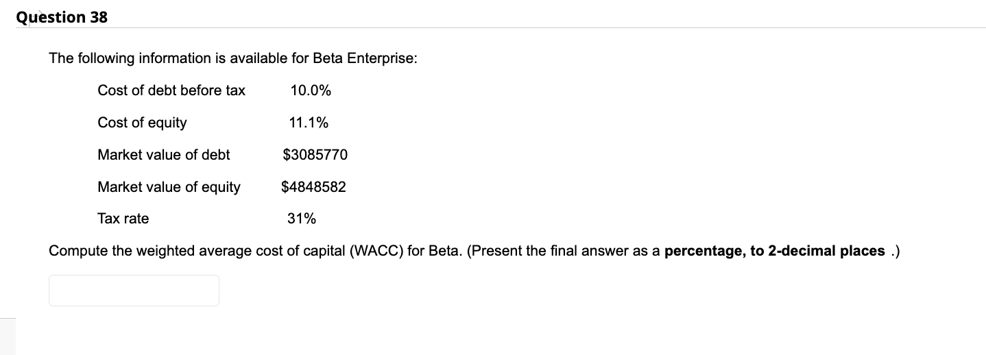 Solved The following information is available for Beta | Chegg.com