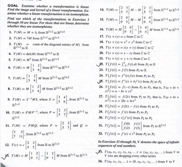 Solved 2 5 7 GOAL Examine whether a transformation is linear | Chegg.com