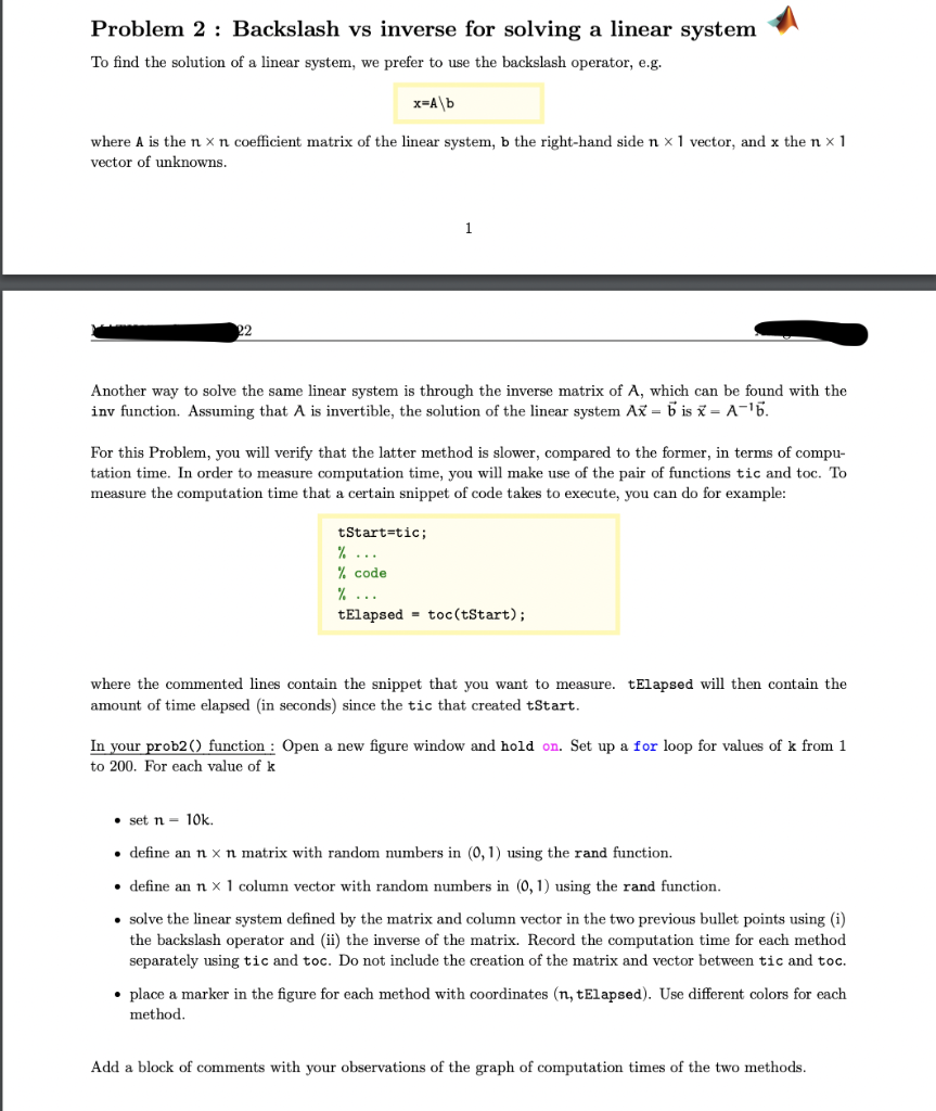Solved In your prob2() function : Open a new figure window | Chegg.com