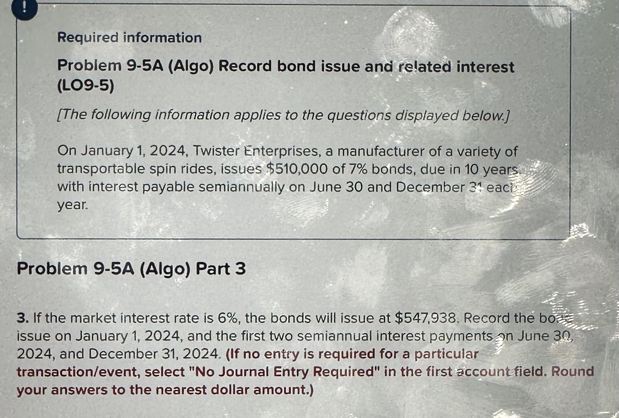 Solved Required information Problem 9-5A (Algo) Record bond | Chegg.com