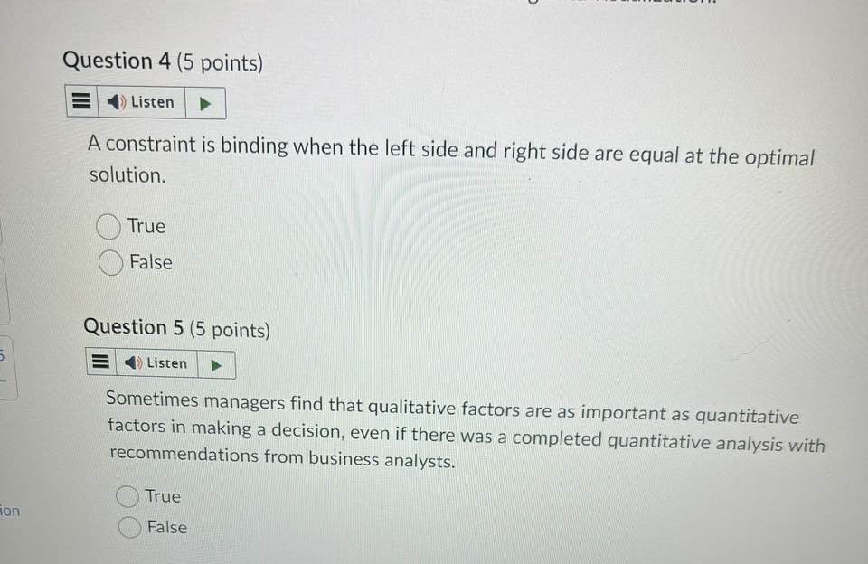 Solved A constraint is binding when the left side and right | Chegg.com