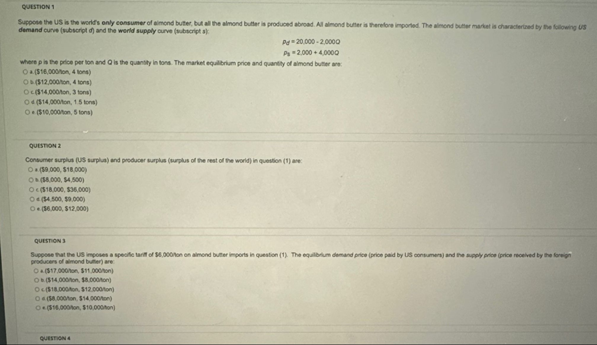 Solved QUESTION 1demand curve (subscript o) ﻿and the world | Chegg.com