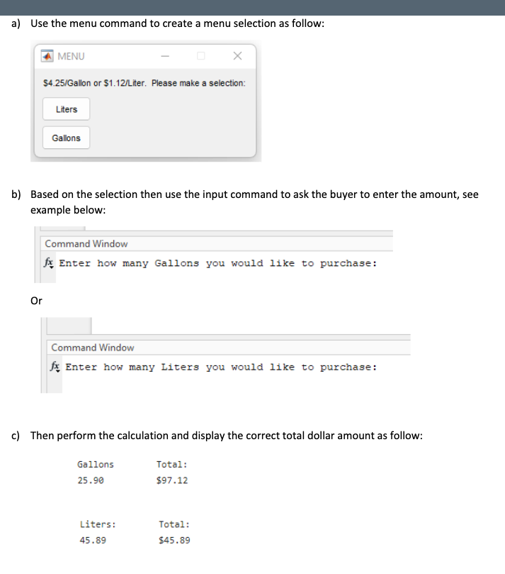 Solved a) Use the menu command to create a menu selection as | Chegg.com