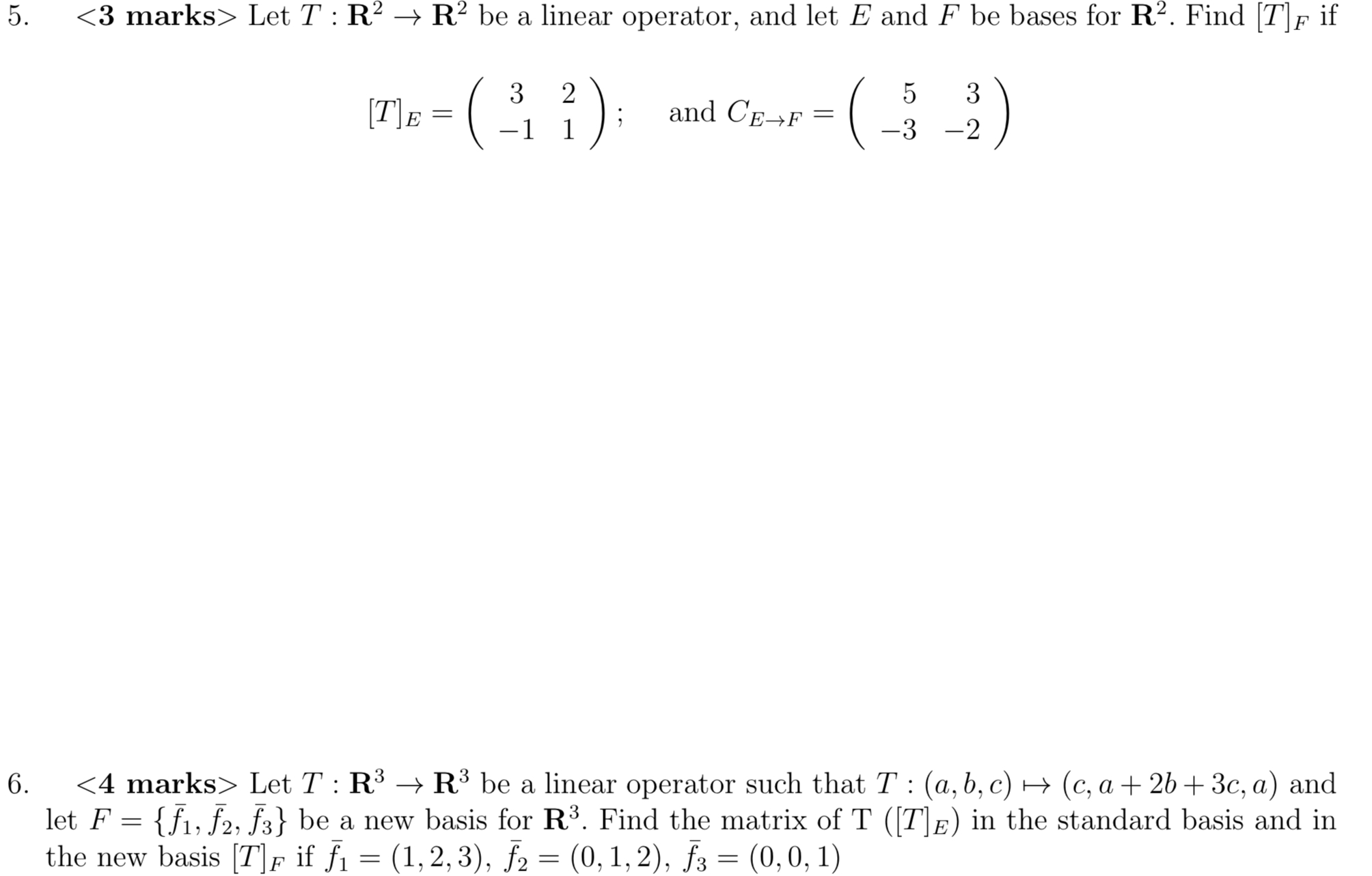 Solved [T]E=(3−121); and CE→F=(5−33−2) Let | Chegg.com