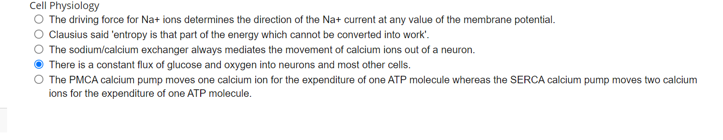 Solved Cell Physiology O The driving force for Na+ ions | Chegg.com