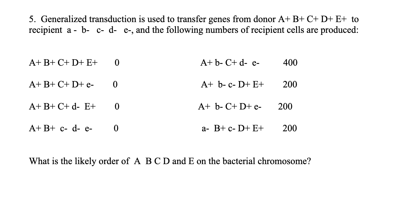 Solved 5. Generalized transduction is used to transfer genes | Chegg.com