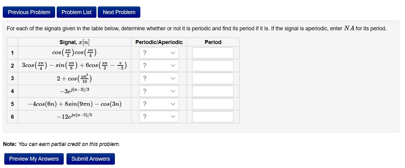Solved Previous Problem Problem List Next Problem For each | Chegg.com