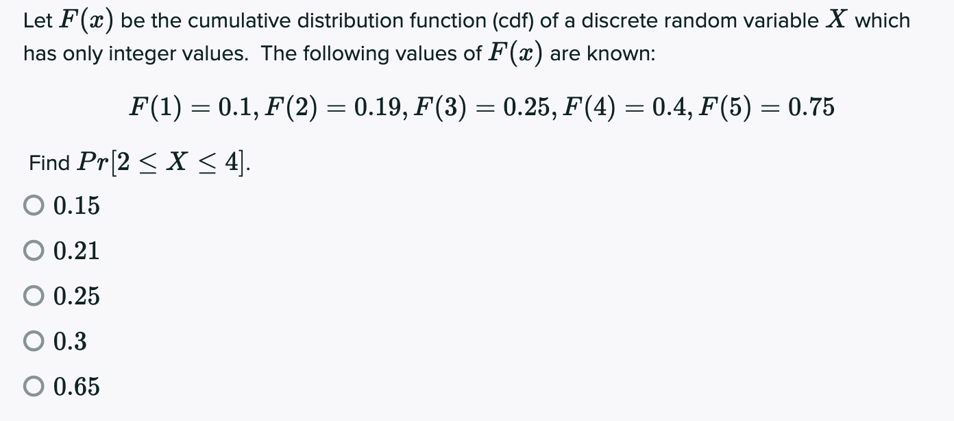 Solved Let F(x) be the cumulative distribution function | Chegg.com