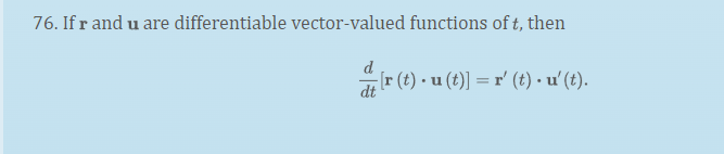 Solved 76. Ifr and u are differentiable vector-valued | Chegg.com