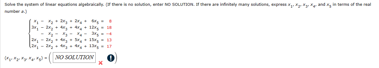 Solved Solve the system of linear equations algebraically. | Chegg.com