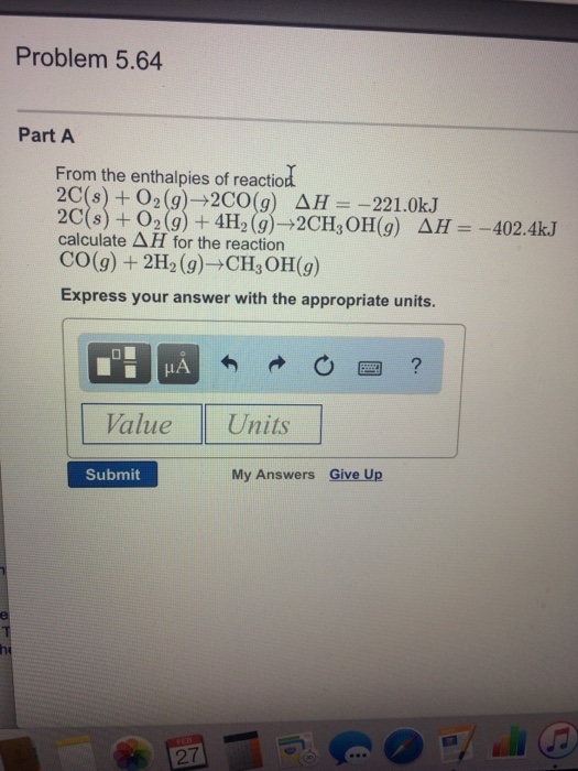 Solved From the enthalpies of reaction 2C(s) + O_2(g) | Chegg.com