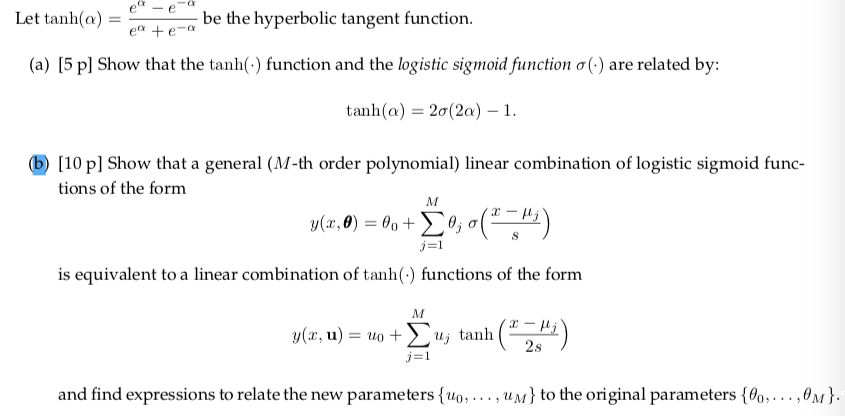 - e Let tanh(a) be the hyperbolic tangent function. e | Chegg.com