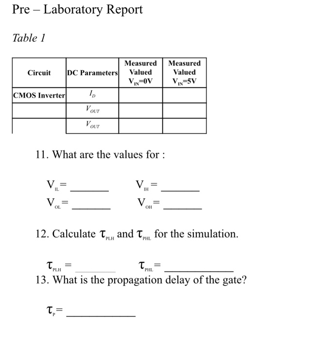 Solved CMOS Inverter Propagation Delay Simulate the CMOS | Chegg.com