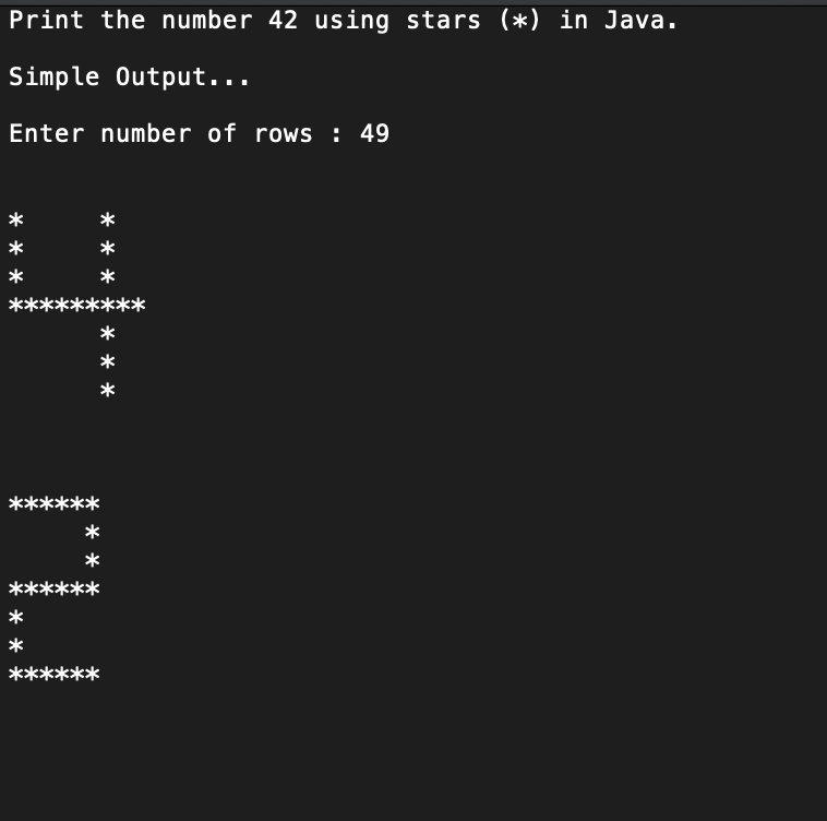 Solved Write java program to print 4 then 2 using stars ( * | Chegg.com