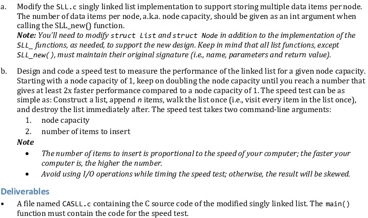 Modify the SLL.c singly linked list implementation to | Chegg.com
