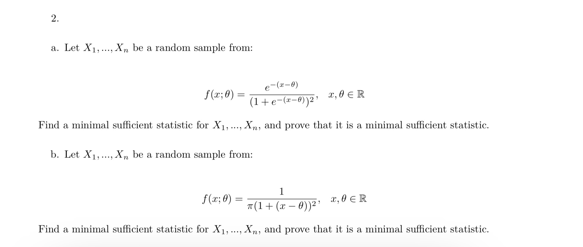 Solved 2 .a. ﻿Let x1,dots,xn ﻿be a random sample | Chegg.com