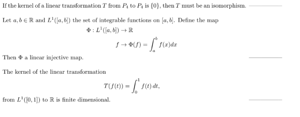 Solved If the kernel of a linear transformation T from P4 to | Chegg.com