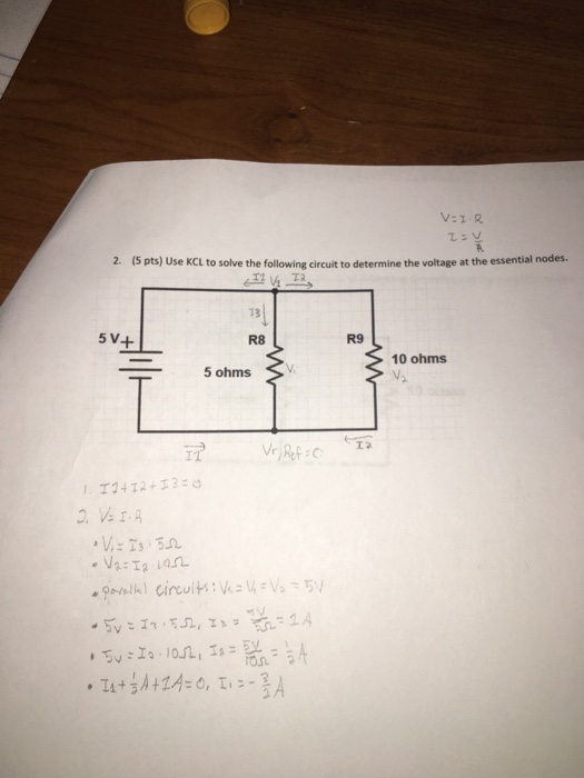Solved 2. (5 pts) Use KCL to solve the following circuit to | Chegg.com