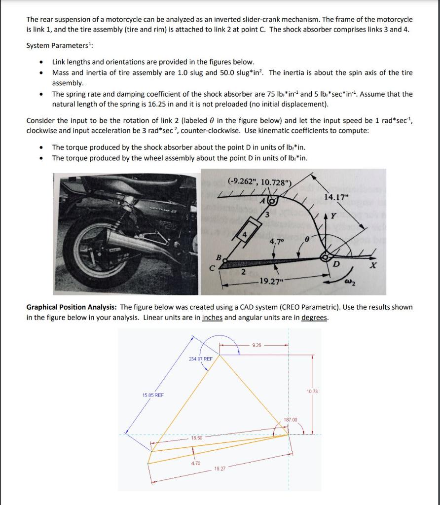The rear suspension of a motorcycle can be analyzed | Chegg.com