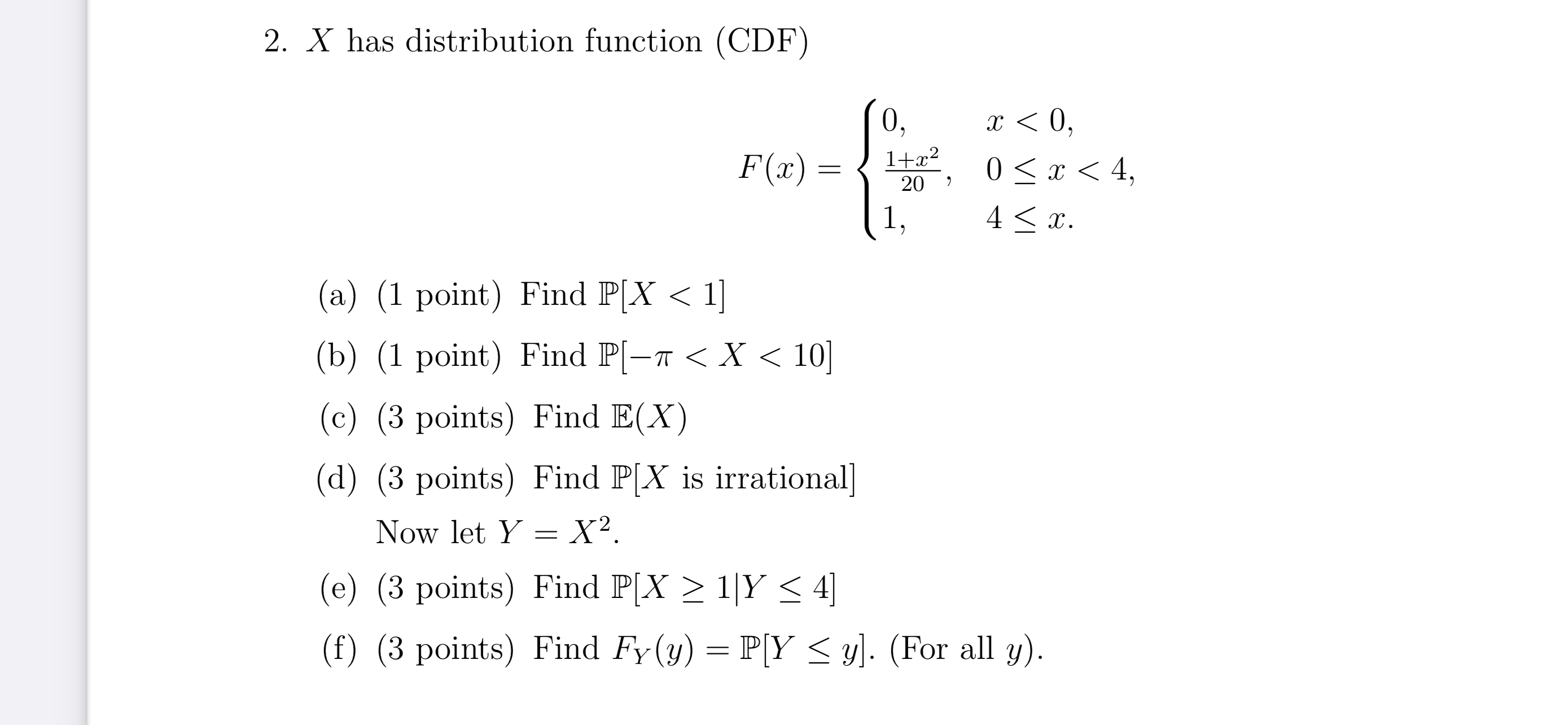 2. X has distribution function (CDF) | Chegg.com