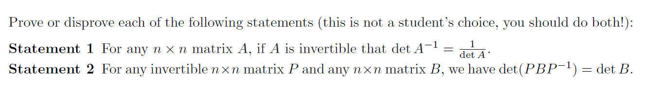 Solved Prove or disprove each of the following statements | Chegg.com