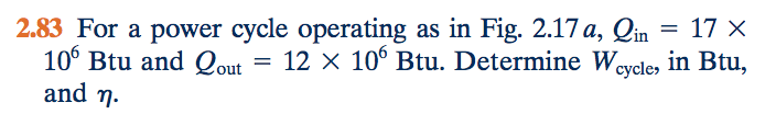 Solved 17 X 2.83 For a power cycle operating as in Fig. 2.17 | Chegg.com