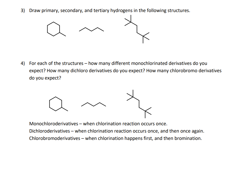 Solved 3) Draw primary, secondary, and tertiary hydrogens in | Chegg.com