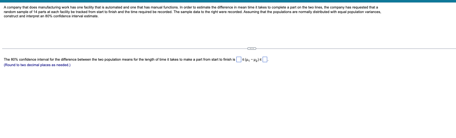 Solved Construct And Interpret An 80 Confidence Interval