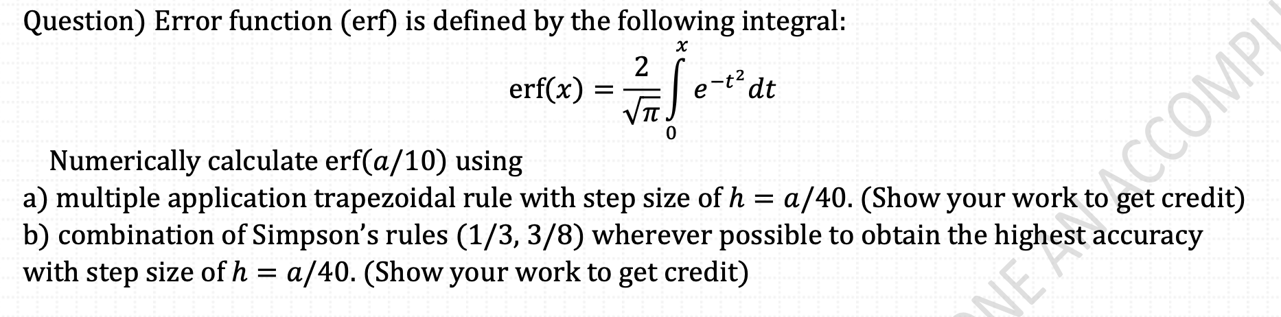 Solved Question) Error function (erf) is defined by the | Chegg.com