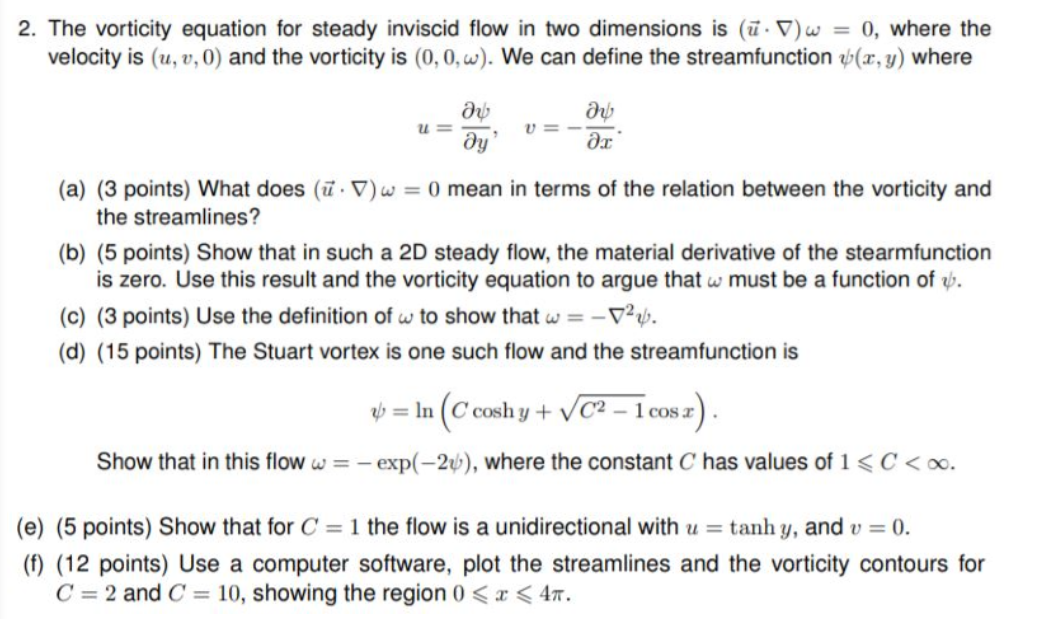 Solved The vorticity equation for steady inviscid flow in | Chegg.com