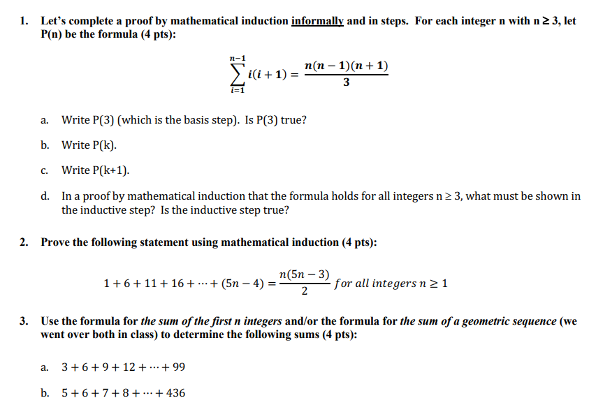 Solved Let's complete a proof by ﻿mathematical induction | Chegg.com