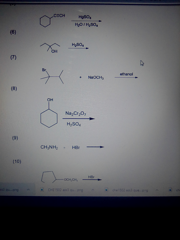 Solved CECH HgSo. H20/ H2SO. H2SO4 OH ethanol NaOCH; | Chegg.com