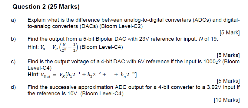 Solved Question 2 (25 ﻿Marks)aN of 19 .Hint: | Chegg.com