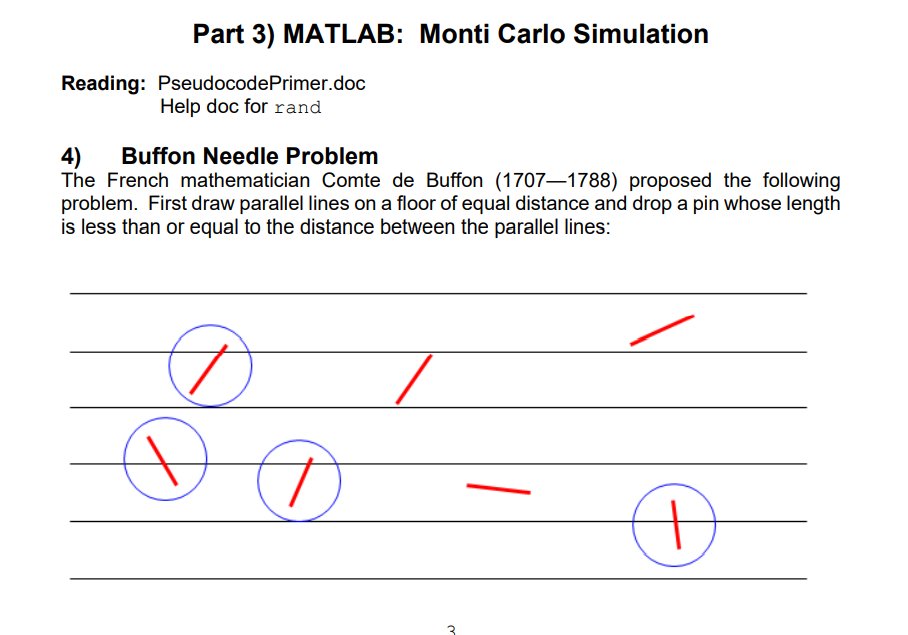 Part 3) MATLAB: Monti Carlo Simulation Reading: | Chegg.com