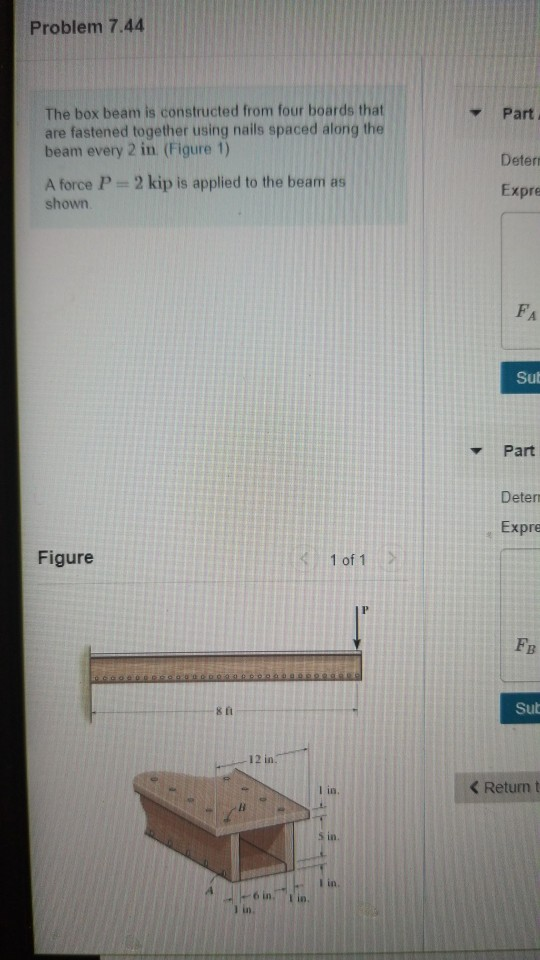 Solved Problem 7.44 The box beam is constructed from four | Chegg.com