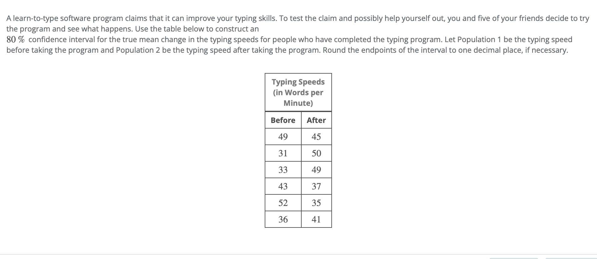 Solved A learn-to-type software program claims that it can | Chegg.com