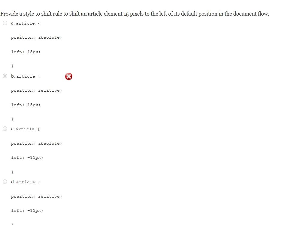 Solved Provide a style to shift rule to shift an article | Chegg.com