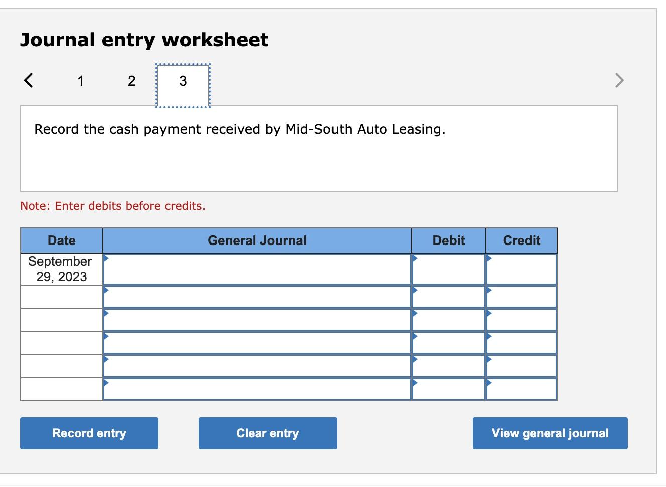 Solved Journal entry worksheet Record the cash | Chegg.com