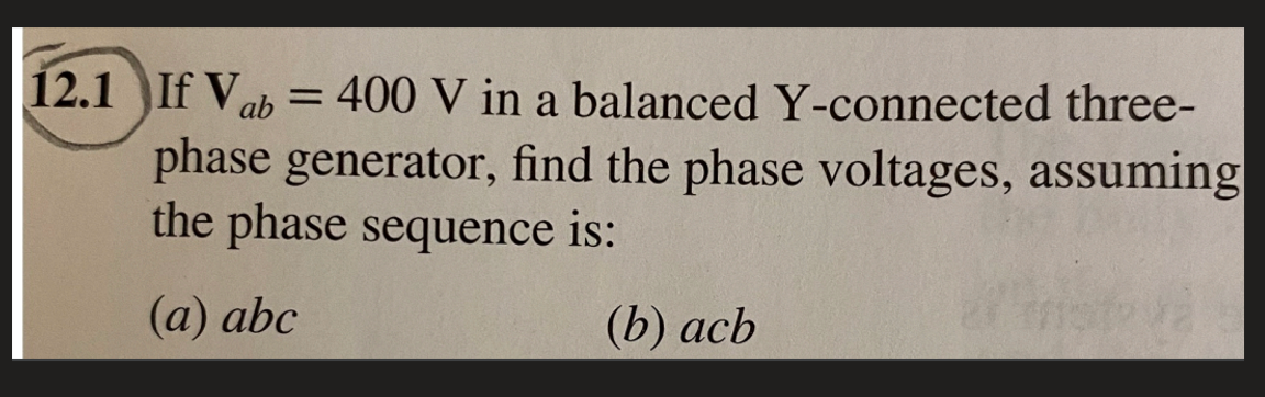 Solved - a 12.1 If Vab = 400 V in a balanced Y-connected | Chegg.com