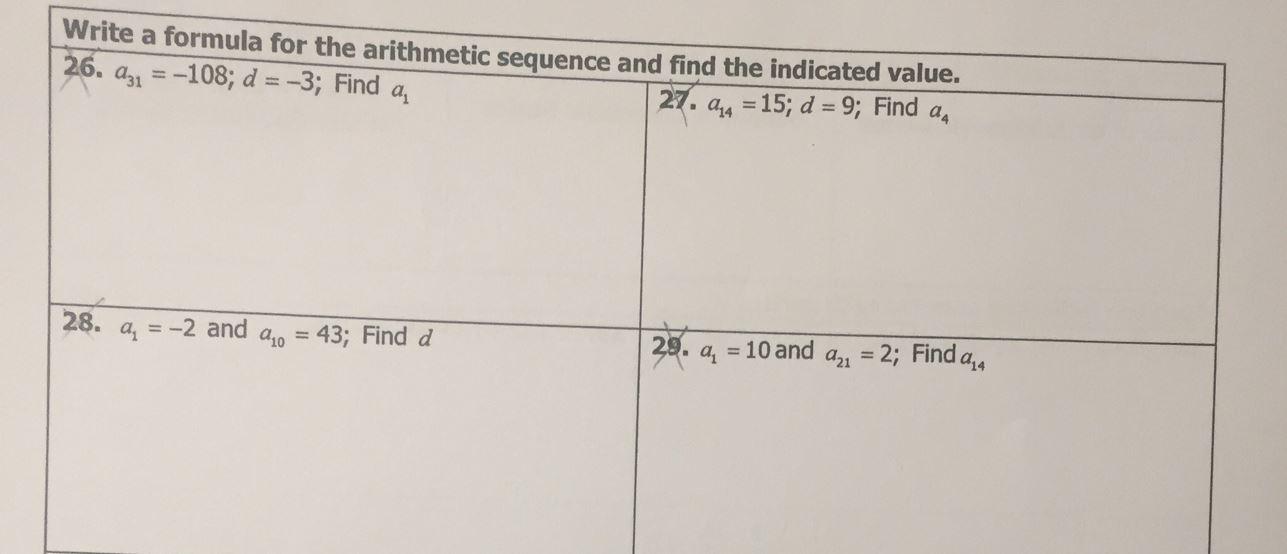 Solved Write a formula for each arithmetic sequence, then | Chegg.com