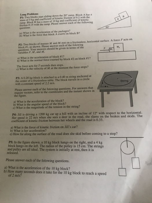 Solved Long Problems Pl: Two blocks start sliding down the | Chegg.com