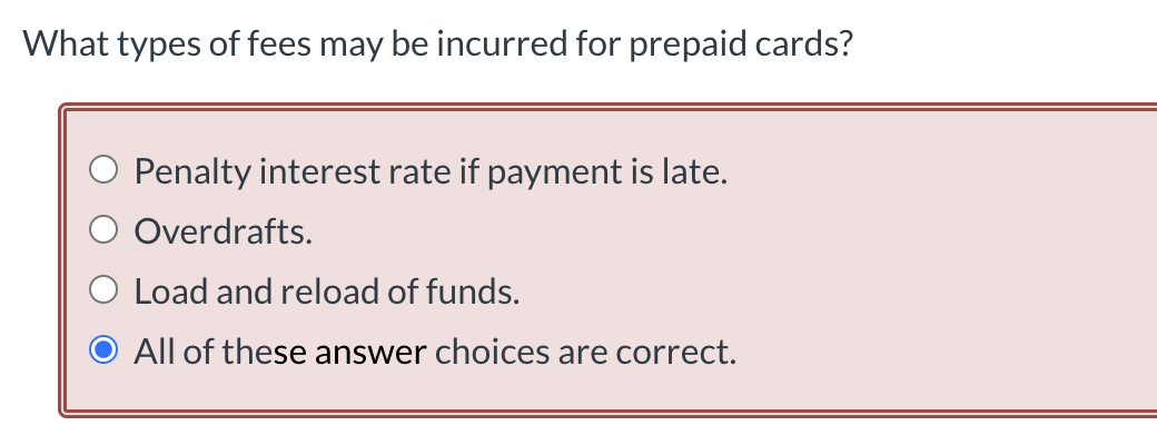 Solved What types of fees may be incurred for prepaid | Chegg.com