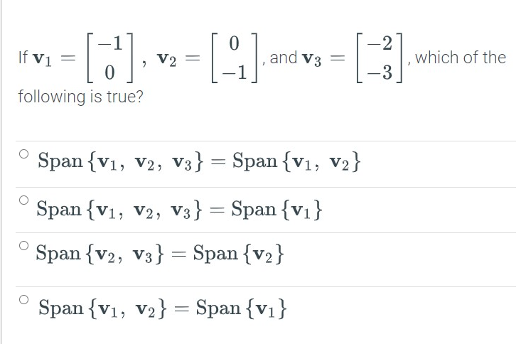 Solved -2 If V1 [] V2 [-] , and V3 (-3) which of the | Chegg.com