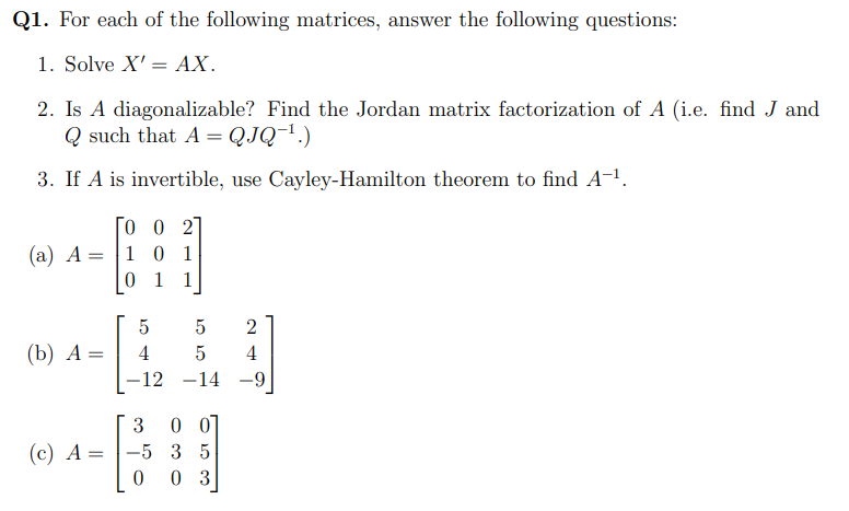 Solved A is given below u have to do it for the the 3 | Chegg.com