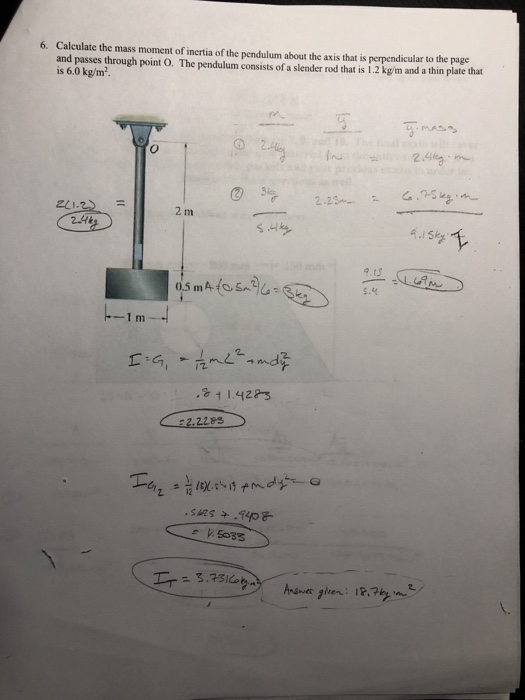Solved Calculate the mass moment of inertia of the pendulum | Chegg.com