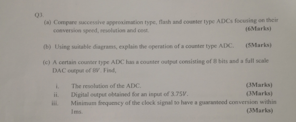 Solved Q3. (a) Compare successive approximation type, flash | Chegg.com