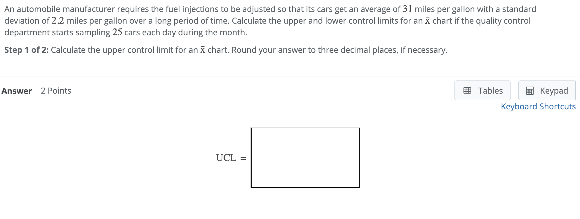 Solved Step 2 of 2: Calculate the lower control limit for an | Chegg.com