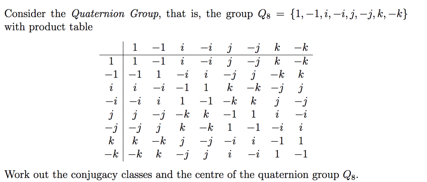 Solved Consider the Quaternion Group, that is, the group Q8 | Chegg.com