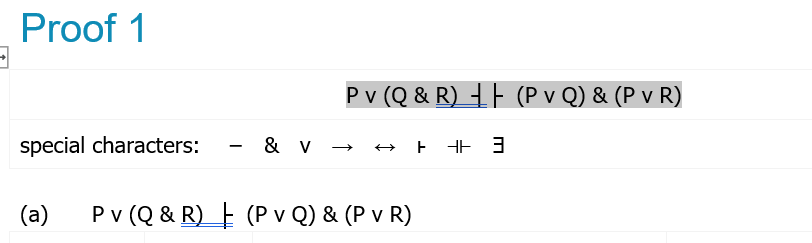 Solved Proof 1 E Pv (Q & R) LF (PvQ) & (P v R) special | Chegg.com